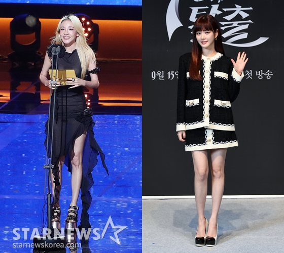 '38kg' 산다라박vs'내복 세겹' 이유비, 종잇장 몸매..팬들은 걱정 [스타이슈] | 스타뉴스