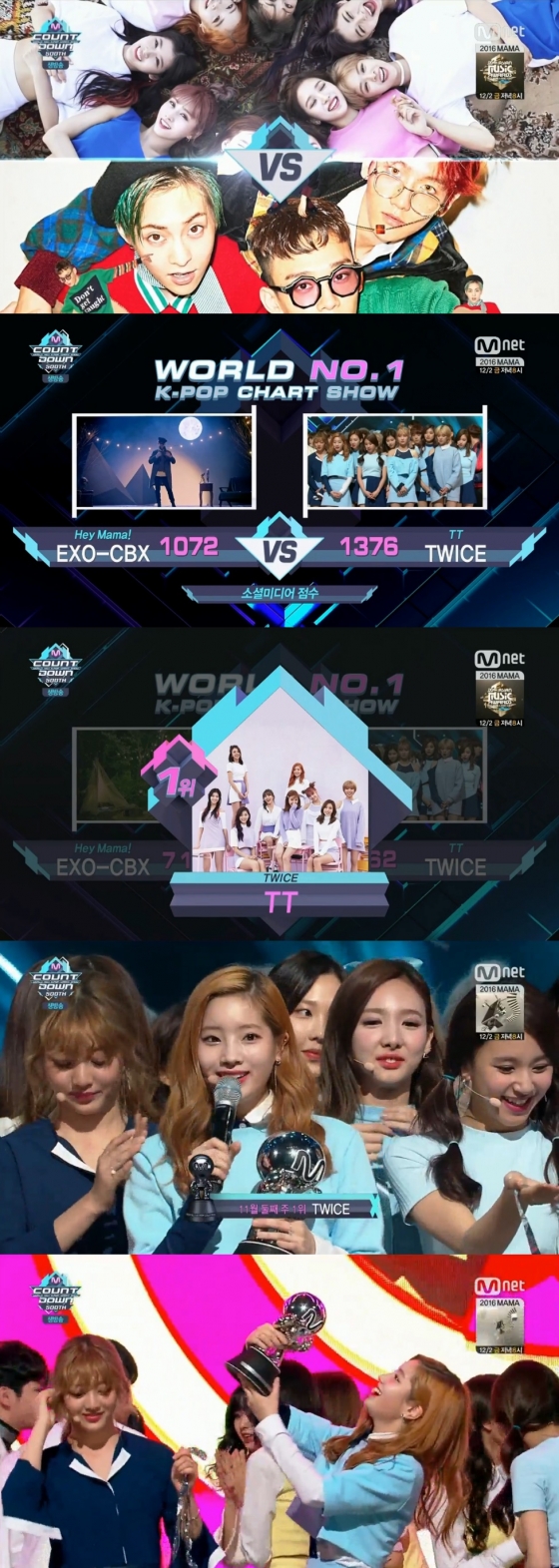 밤TView]'엠카' 500회의 주인공은 트와이스, 2주 연속 1위 | 스타뉴스