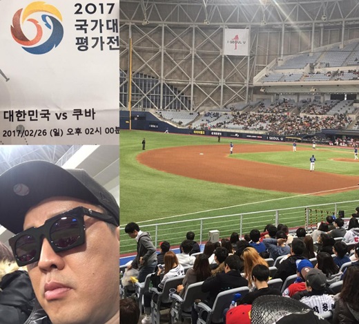 'SNS 설전' 정준하, WBC 평가전 관람..야구 마니아 인증 - 스타뉴스