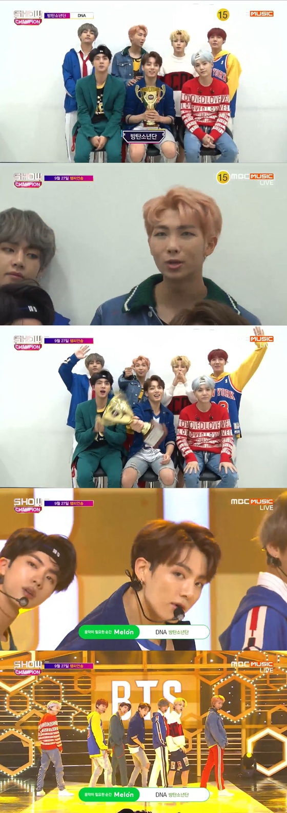 밤TView]'쇼챔' 방탄소년단 'DNA' 1위..B1A4 컴백 - 스타뉴스