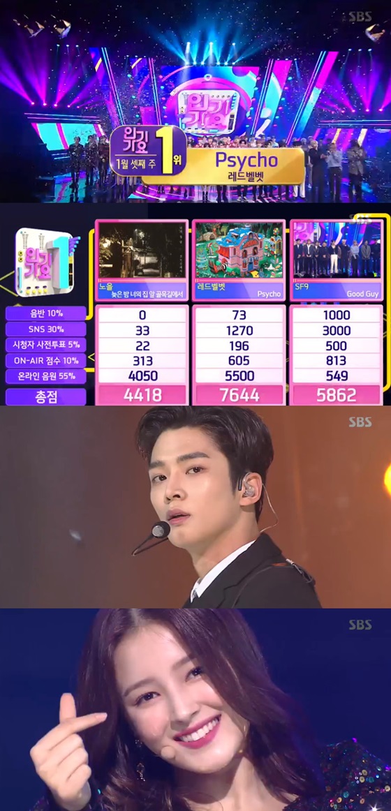 '인기가요' 레드벨벳, 노을·SF9 꺾고 1위..'사이코' 8관왕[★밤TView] - 스타뉴스