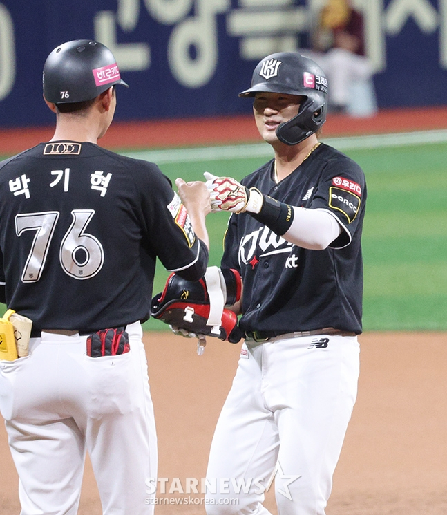 'LG전 3할' 김상수 6번 복귀! PS 3연승 KT, 준PO 2차전 선발 라인업 공개 [준PO2 현장] | 스타뉴스