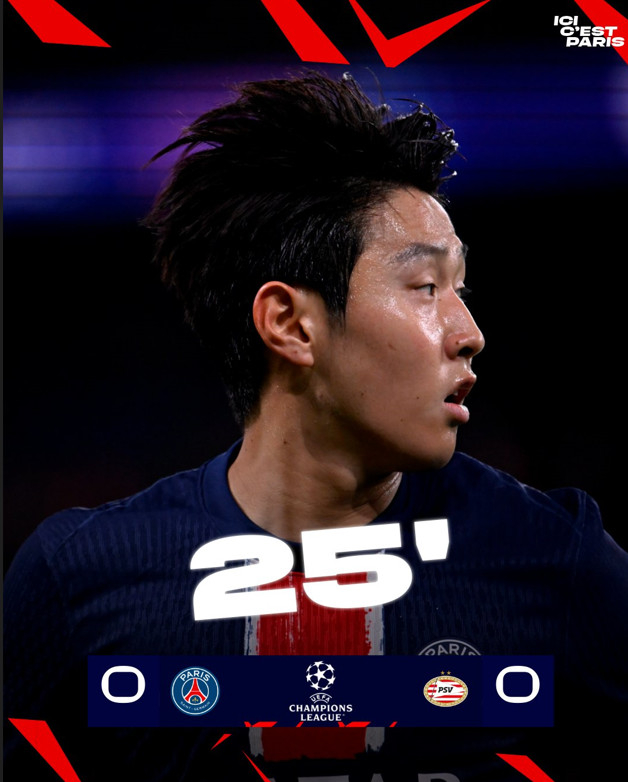 '아' 이강인, 기습 중거리슛+미친 터닝슛마저 'GK 선방에 막혔다'...PSG, 에인트호번에 1-1 무승부 '아직 UCL 1승뿐' | 스타뉴스