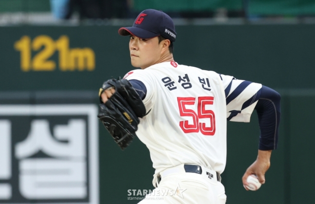 '1군 1이닝 9실점 악몽' 윤성빈, 퓨처스서 159km 쾅! NC전 'KKKKK' 3이닝 1볼넷 무실점 | 스타뉴스