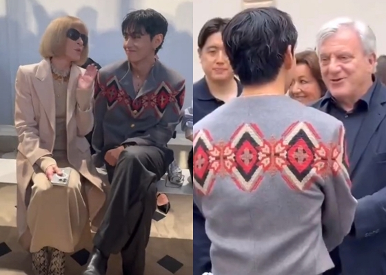 BTS V、LVMH会長の歓迎から“VOGUE WORLD”アンナ・ウィンター招待まで…セリーヌのファッションショーを華やかに彩る | ファッション | K-HALLYUNEWS