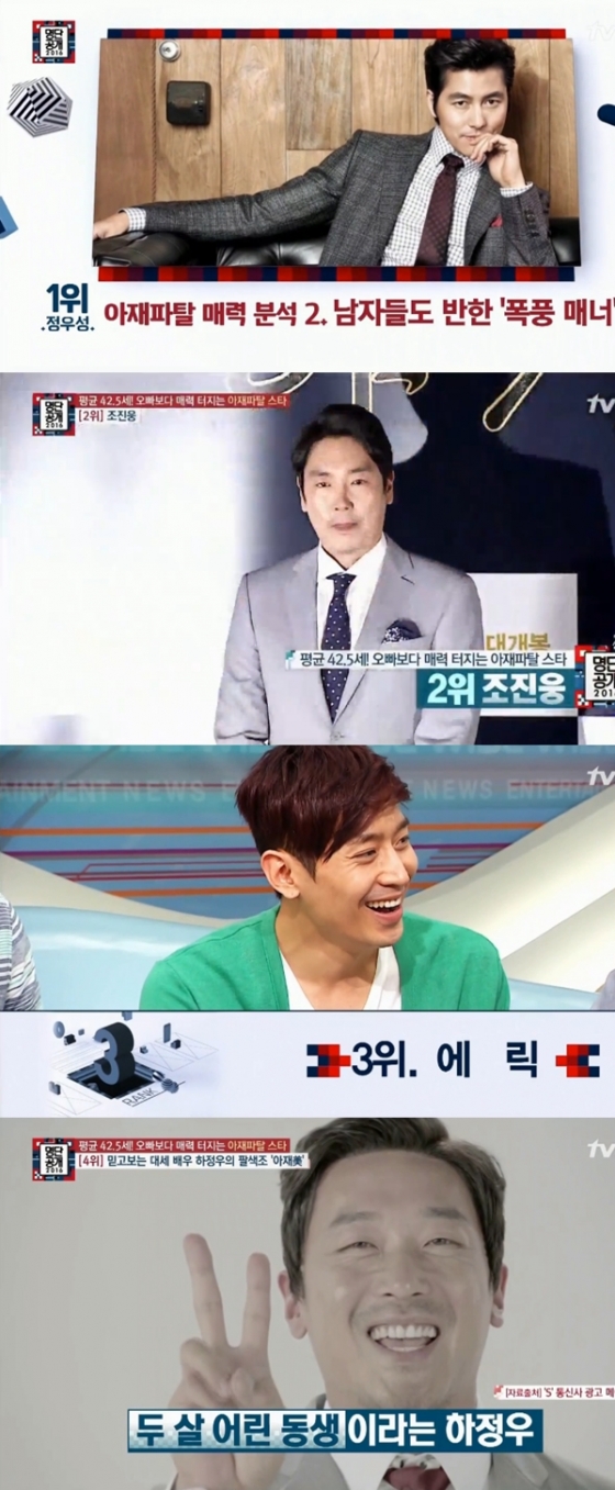 밤TView]'명단공개' 정우성, 오빠보다 멋진 '아재파탈 스타' 1위 | 스타뉴스